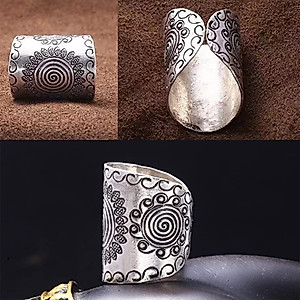 SWBRJ Sun Flower Pattern Boho Statement Band Ring for Women,Big Retro Vintage S925 Sterling Silver National Style Chunky Ring,Large Thumb Index Finger Sun Ring Boho Jewelry (Ring_Sun, 9)