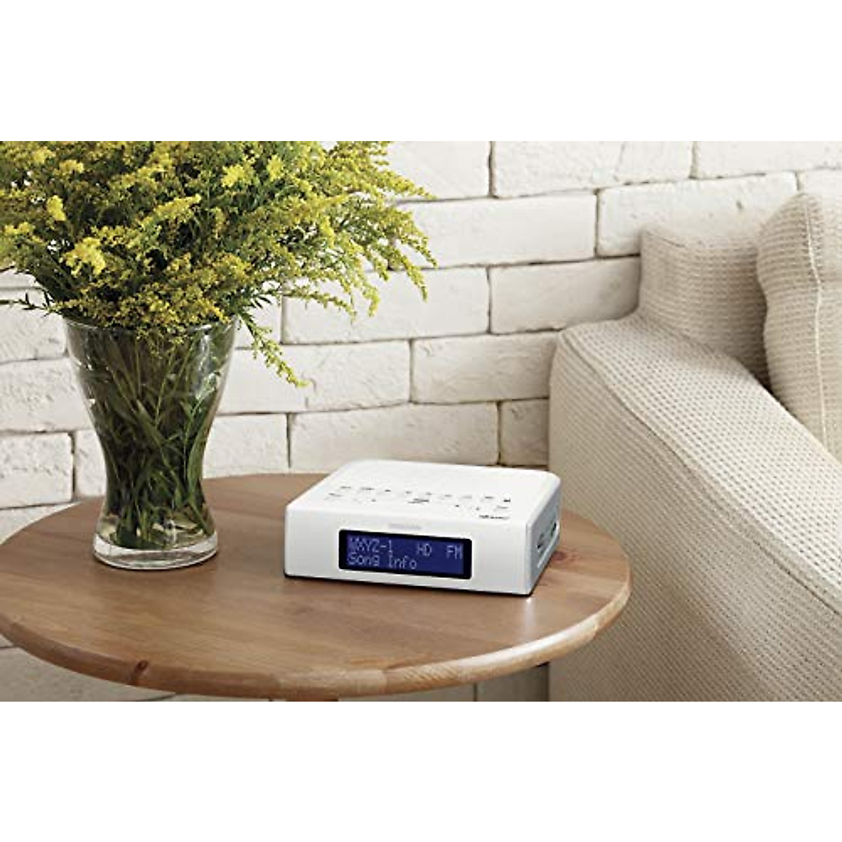 Sangean HDR-15 AM/FM Digital Tuning Clock Radio with USB Phone Charging, White