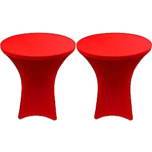 Gowinex 2 Pack Red 32x42 inches Cocktail Highboy Spandex Fitted Stretch Tablecloth Table Cover Wedding Event Party