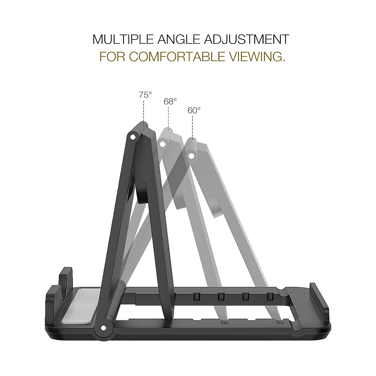 MoKo Adjustable Foldable Portable Electronic Device Stand, Compatible with 6-11 Inch Tablets and Phones, Strong and Durable ABS and Rubber Construction, Easy to Adjust and Fold