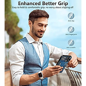 FNTCASE for iPhone 11 Pro-Max Case: Military Grade Drop & Shock Protection Cell Phone Cover with Kickstand & Slide | Rugged Protective Bumper Textured | Heavy Duty Protector(Blue)