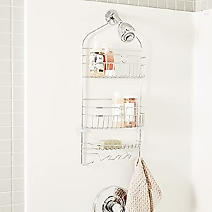 Kenney Rust-Resistant Heavy Duty 3-Tier Large Hanging Shower Caddy with Suction Cups and Four Razor Holders, Chrome