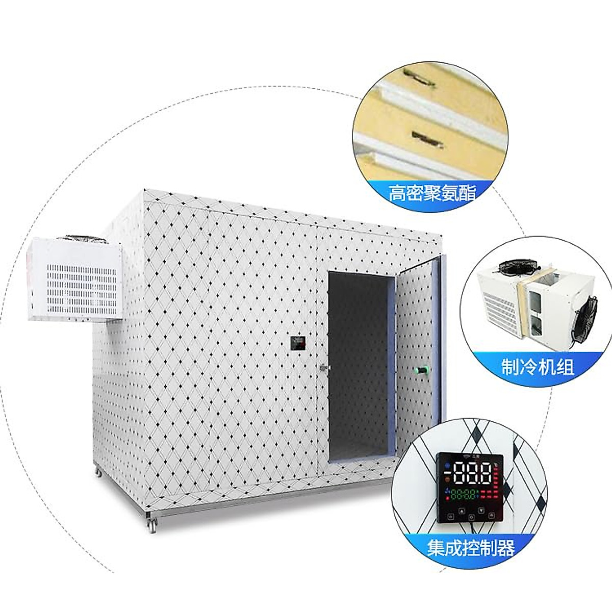 Kolice Commercial Portable Cold Room Freezer Room Fruit Keep Fresh Refrigerators-4 Wheels Included,15 Cubic Meters,Temperature:-8℉, Size:138"x79"x98",All-In-One Design