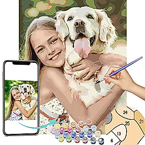 VATO Photo to Custom DIY Paint by Numbers for Adults,Your Own Private Picture Personalized Customized PBN, with Frame (16" x 20")