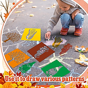 Henoyso 24 Pcs Fall Stencil Set 8 x 8 Inch Plastic Drawing Painting Stencil Templates Stencil Assorted Stencils Reusable for Kids Painting on Wood Paper Scrapbook Wedding DIY Art Crafts