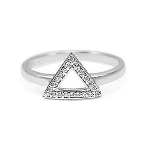 The Collegiate Standard Delta- Geometric inspired Triangle Sterling Silver Ring with CZs (5)