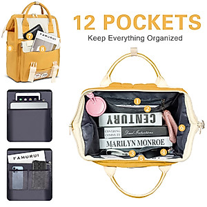 Bevalsa Laptop Backpack 15.6 Inch Stylish College School Bag/Casual Daypacks/Work Bags /Travel Backpack for Women Men for Teens Girls Anti-Theft (Yellow)