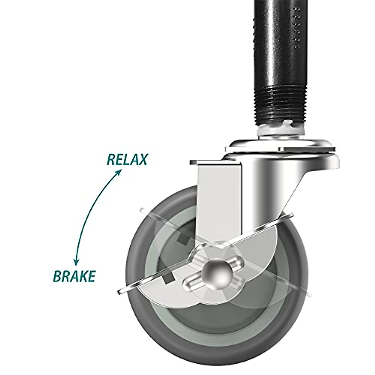HOLKIE Caster Wheels 3 inch Locking Stem Casters, 1/2" -13 x 1-1/2" (Stem Diameter 1/2", Stem Length 1-1/2") Threaded Stem Casters Swivel Casters Set of 4 Heavy Duty Castors Gray