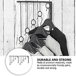 iplusmile 1 Set Wall- Mounted Metal Garment Rack Bedroom Closet Clothing Organizer with 5 Hanging Rings Clothing Garment Rack Black, 30X27CM