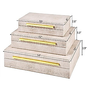 PETIARKIT Set of 3 Faux Leather Decorative Storage Boxes with Lids - Jewelry and Accessory Organizer for Women and Men, Countertop Home Decor (Beige)