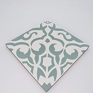 Moroccan Mosaic & Tile House CTP57-01 Atlas Handmade Cement Tile, 8''x 8", Light Green,White
