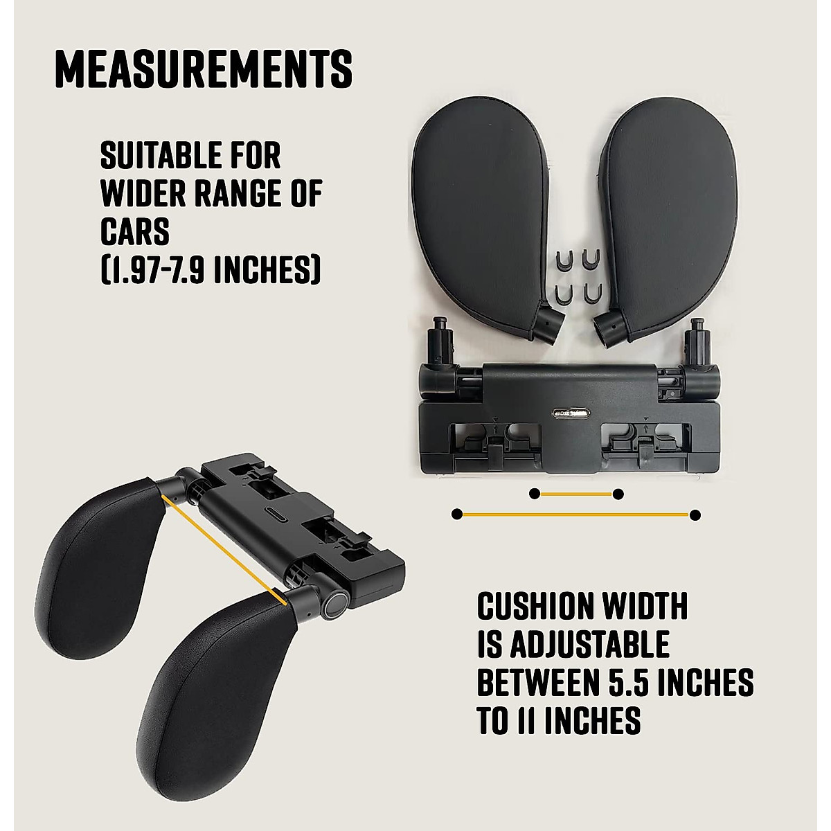 ALL4MARIE Car Seat Headrest Support - 360 Degree Adjustable, Memory Foam Car Headrest with Head, Neck, Shoulder Support for Kids and Adults, (Black)