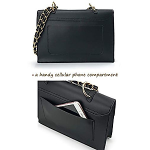 Women Chain Shoulder Handbag with Turn Lock Minimalist Flap Top Cross Body Bag Purse (Nude) Medium