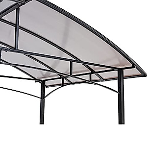 Voohek Grill Gazebo 8x5ft, Outdoor Patio Canopy, BBQ shelter with Steel Hardtop and Side Shelves,Black