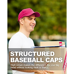 Zylioo XXL Oversized 100% Cotton Work Cap Hat,Adjustable Hard Crown Dad Cap for Big Heads,Gaint Structured Cap