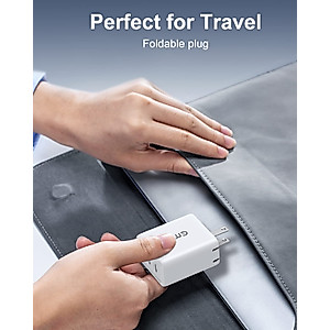 GMM Dual USB C Charger, 65W 3 Ports GaN Fast Charger Block, Compact Foldable Wall Charger for MacBook Pro/Air, iPhone 15 14, Apple Watch, iPad Pro, Galaxy S23, Pixel etc