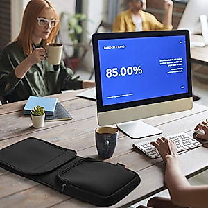 Case Star 5.9" x 15.5" Adjustable Keyboard Sleeve Travel Case for Slim Full-Size Keyboards (up to 17.7 Inches), Soft and Padded Neoprene Protective Keyboard Case with Mouse Storage Pocket (Black)