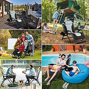 Fitnessclub Zero Gravity Chair, 350Lbs Capacity Oversize XL Outdoor Anti Gravity Chairs, Patio Lounge Folding Adjustable Recliner with Adjustable Headrest, Foot Pad & Cup Holder