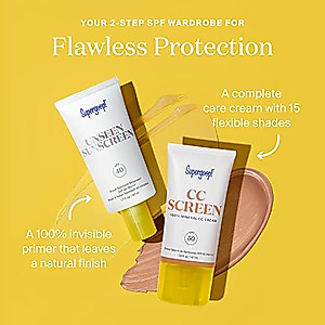 Supergoop! CC Screen - SPF 50 PA++++ CC Cream, 100% Mineral Color-Corrector & Broad Spectrum Sunscreen - Tinted Moisturizer, Concealer & Buildable Coverage Foundation - 1.6 fl oz