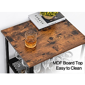 RokiaTek Bar Serving Cart Rolling Kitchen Cart on Wheels 3-Tier Storage Cart with Lockable Wheels, Standing Baker's Racks with Shelves and Steel Frame, Rustic Brown and Black