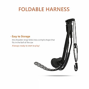 Vaguelly Saxophone Shoulder Harness Comfortable Saxophone Neck Strap Hook Aluminum Metal Sax Holder Sax Strap for Saxophone Alto Sax Soprano Clarinet, Black