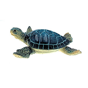Globe Imports Blue Sea Turtle Resin Figurine, Indoor Outdoor Decor, 5.5 Inches Wide