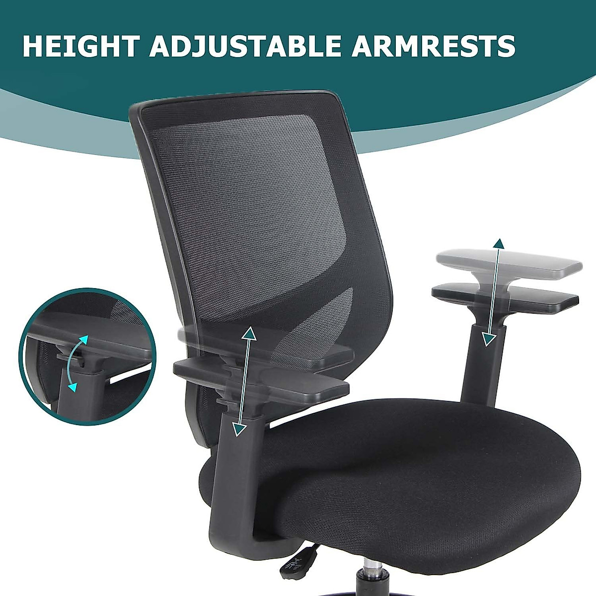 SMUG Tall Armrests, Counter Height Standing Desk, Mid Back Mesh Office Drafting Chairs with Adjustable Foot Ring, Black