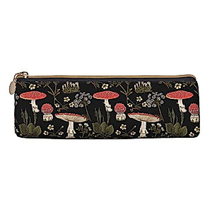 QICENIT mushroom Flower Pencil Case Women Pen Pouch Simple Carrying Box for Adult With Smooth Zipper Durable Lightweight for Office Organizer Storage Bag