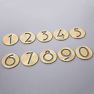 0-9 6.4cm Golden Brass Numbers Retro Villa Hotel Door Plates Round Hollow Numbers Room Number, 1pcs (Color : Number 7)
