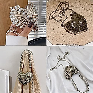 Zenosy Silver Clutch Purses for Women Glitter Evening Bags Ladies Mini Handbags with Detachable Pearl Chain for Wedding Party