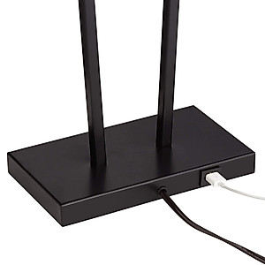 360 Lighting Cole Modern Minimalist Table Lamps 27" Tall Set of 2 with USB Charging Ports Black Metal White Rectangular Shade for Living Room Bedroom House Bedside Nightstand Home Office