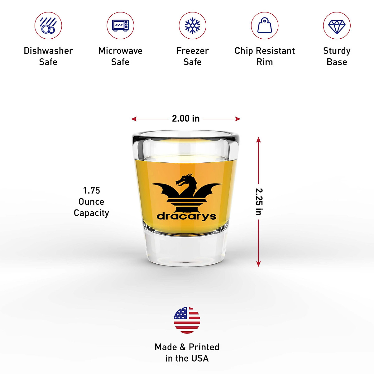 LitGifts Dracarys Shot Glass, Game of Thrones Shot Glasses, Cute Shot Glasses for Women or Men, Game of Thrones Merchandise, House of The Dragon Merch, 1.75 Ounce Shot Glass