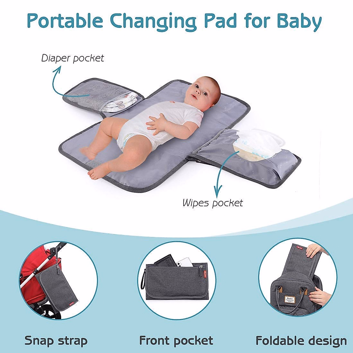 RUVALINO Diaper Bag Backpack Set, Unisex All-in-One Baby Bags for Boy Girl, Multifunction Large Travel Backpack with Portable Changing Pad, Stroller Straps, Pacifier Case and Insulated Pockets