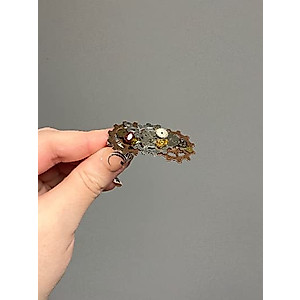 Steampunk hair clip with red garnet gemstone and Citrine gemstones
