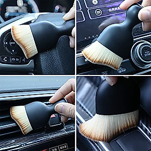 4 PCS Car Interior Cleaning Tool, Soft Bristles Car Detailing Brush, Auto Interior Cleaning Brush Dust Collectors, Curved Design Dust Removal Clean Brush for Dashboard, Air Conditioner Vents (4 PCS)