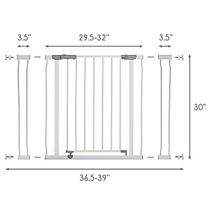 Little Chicks Winston Pressure Mounted Baby Safety Gate with Stay Open Feature, 29.5-39 inches -Model CK037