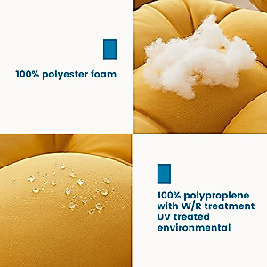 BLISSWALK Outdoor Chair Cushions,3 Piece Loveseat Outdoor Cushions Set,Tufted/Wicker Patio Cushion for Patio Furniture All Weather,Yellow