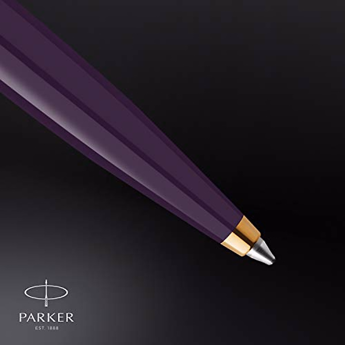 Parker 51 Ballpoint Pen | Deluxe Plum Barrel with Gold Trim | Medium 18k Gold Point with Black Ink Refill | Gift Box