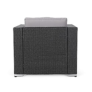 Christopher Knight Home Murano Outdoor Wicker Club Chair with Water Resistant Cushions, 2-Pcs Set, Grey / Silver