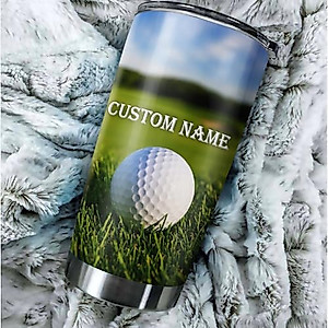 Personalized Golf Tumblers Gift for Golfer, Custom Golf Gifts for Dad Mom, 20oz Tumbler Stainless Steel Gifts for Father (01)
