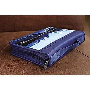 Isaiah 40:31 Eagle Bible Cover, Zippered, with Handle, Canvas, Navy, Large