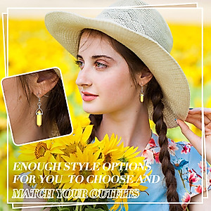 Zhehao 30 Paris Healing Crystals Earrings for Women Quartz Stone Dangle Earrings Hexagonal Gemstone Earring Crystal Chakra Eardrop for Women