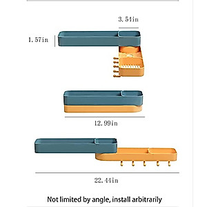 Bathroom Free Perforated Shower Caddy Corner,180°Rotatable Shower Shelf with 5-Hooks,Shower Caddy Dorm with Adhesive,Shower Organizer,Shower Caddy Basket Wall Mounted for Bathroom,Kitchen,Toilet,Green