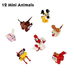 IAMGlobal 12 Mini Animal Building Blocks Toy Set, Animals Figures Stem Toys, Party Supplies Gifts Party Favor for Kids, Goodie Bags, Birthday, Carnival Prizes