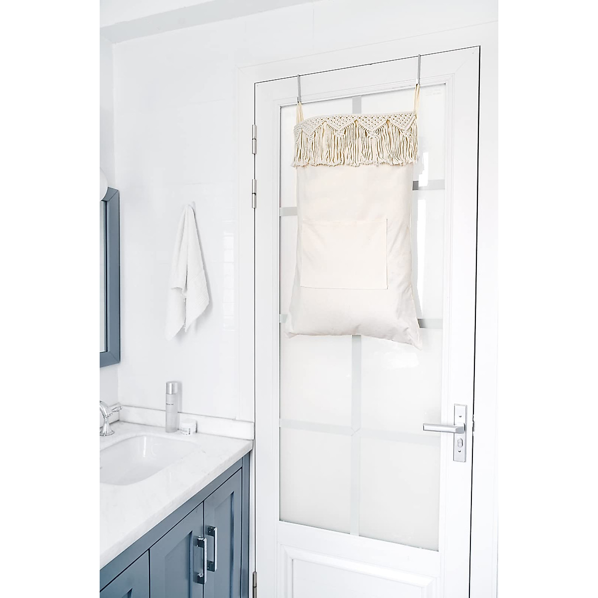 Mkono Set of 2 Bedside Caddy Hanging Organizer and Hanging Laundry Hamper Bag