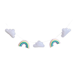 Bemeet 5ft Felt Cloud Rainbow Wall Hanging Decoration (Set of 1) Clouds Rainbows Wall Hanging Garland for Kids Bedroom Crib Tent, Baby Shower Party Supplies, Sky Theme String Banner for Nursery Decor