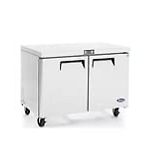 Atosa Commercial Undercounter Refrigerator,Commercial Medium Beverage Cooler Fridge Center MGF8402 2 Door Stainless Steel Horizontal Refrigerators 12 Cu.Ft.48W30D36.6H inch 32?-38?