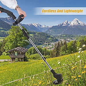 QIUNI Cordless Grass Trimmer Weed Wacker 12V Weed-Wacking Machine Lightweight Adjustable Height Metal Cutting Blade for Garden and Yard Bush Mowing Grass Lawn Pruning