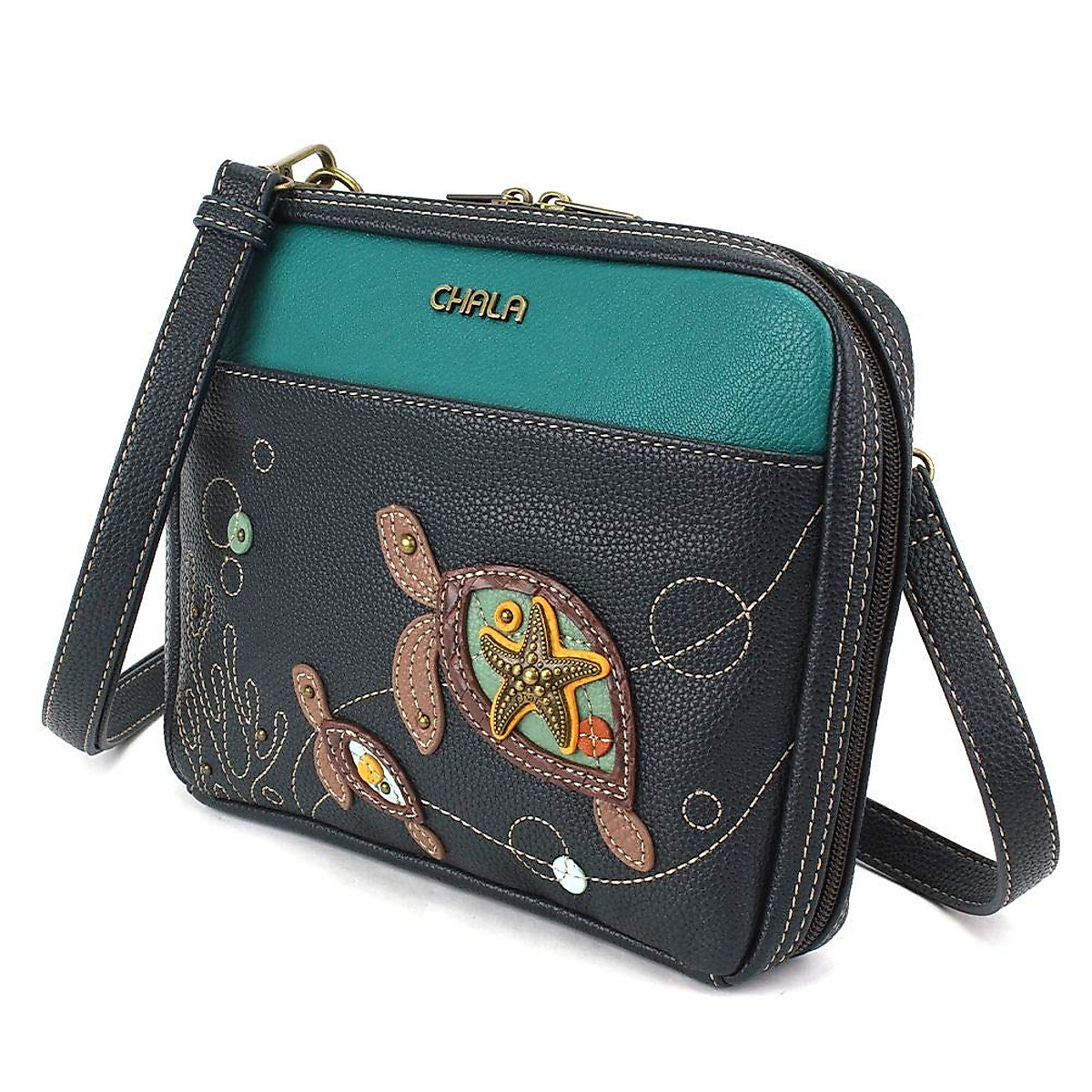 Chala Handbags Two Turtles Companion Organizer Crossbody Handbag - Turtle Lovers