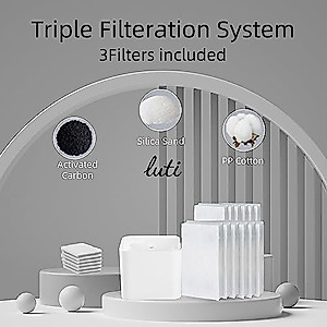 Cat Water Fountain,luti 67 oz/2.0L Automatic Water Fountain for Cats Inside with LED Light for Cats, Dogs, Multiple Pets, Replacement Filters Included, White